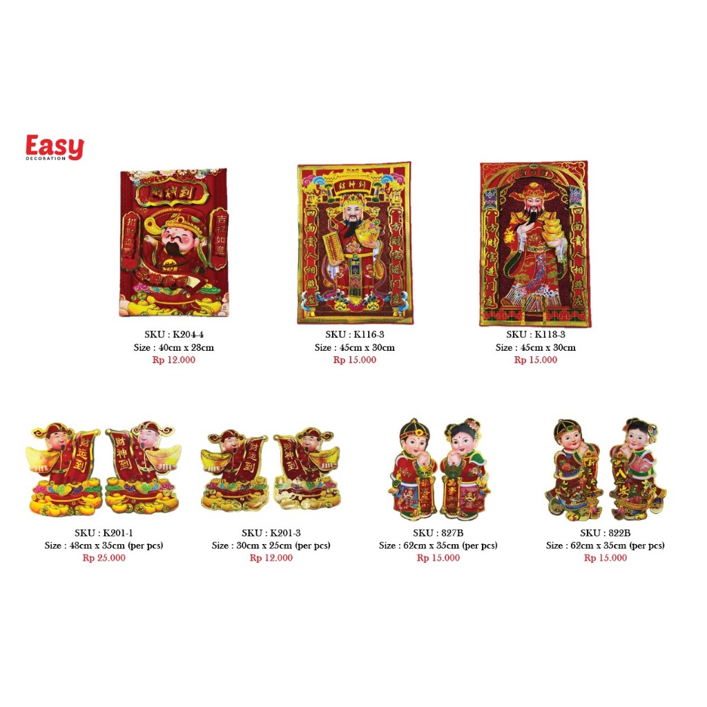 Jual EASY DECORATION Hiasan Tempelan Caishen Dewa Rejeki Imlek 3D Cai ...