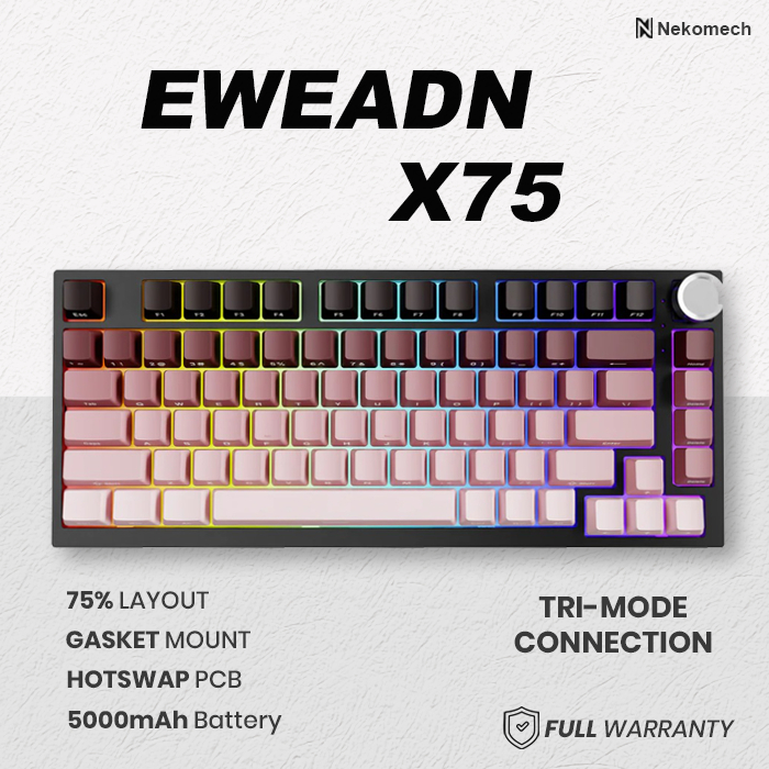 Jual EWEADN X75 - 75% Wireless Mechanical Keyboard Full Hotswap Gasket ...