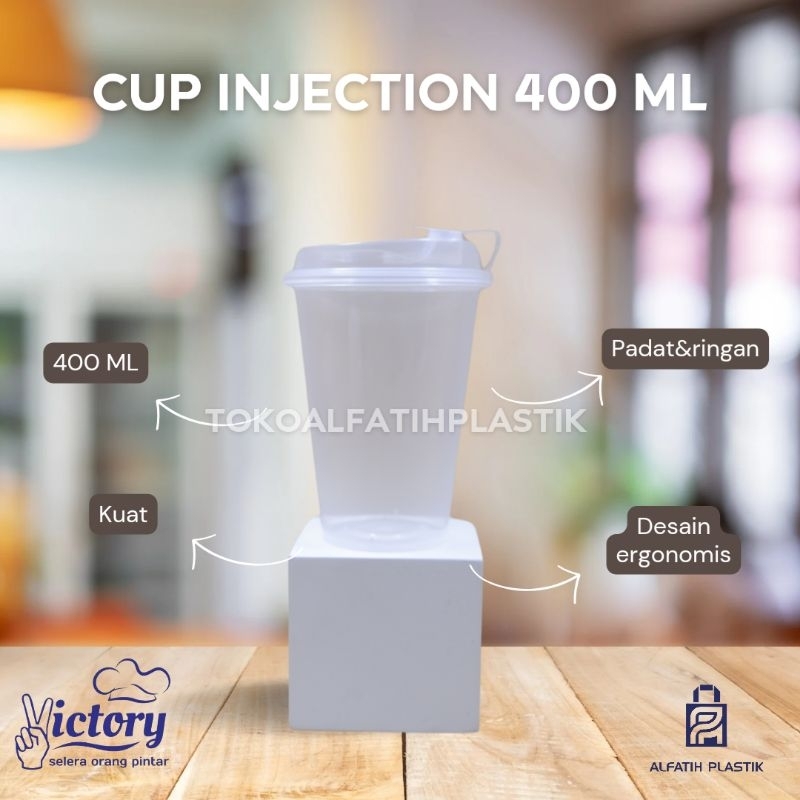 Jual gelas cup injection / injeksi + tutup merk victory ukuran 360ml ...