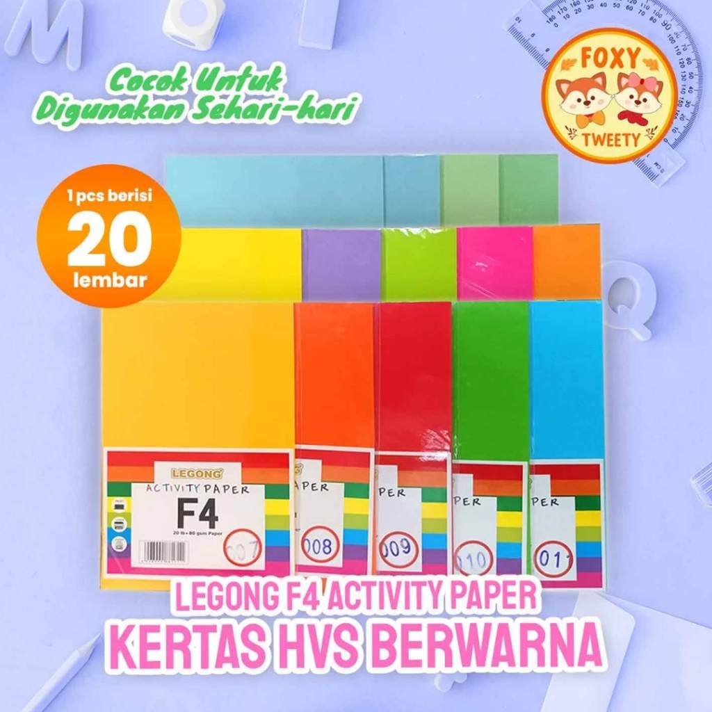 Jual (Live) Kertas HVS Warna F4 Folio/ Kertas Origami Double Side ...