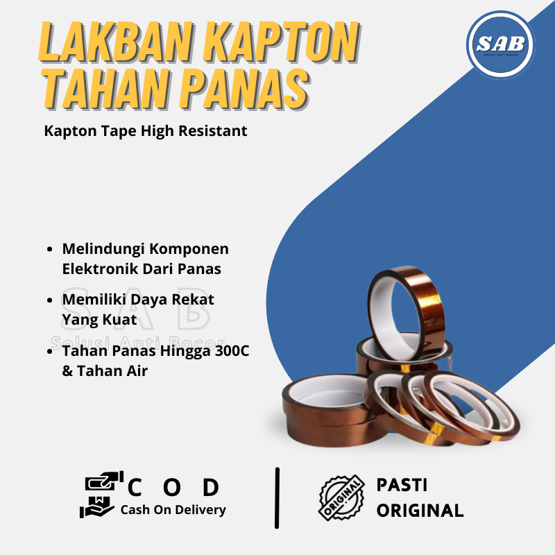 Jual Lakban Tahan Panas Kapton Tape Perekat Anti Panas 300C Heat ...
