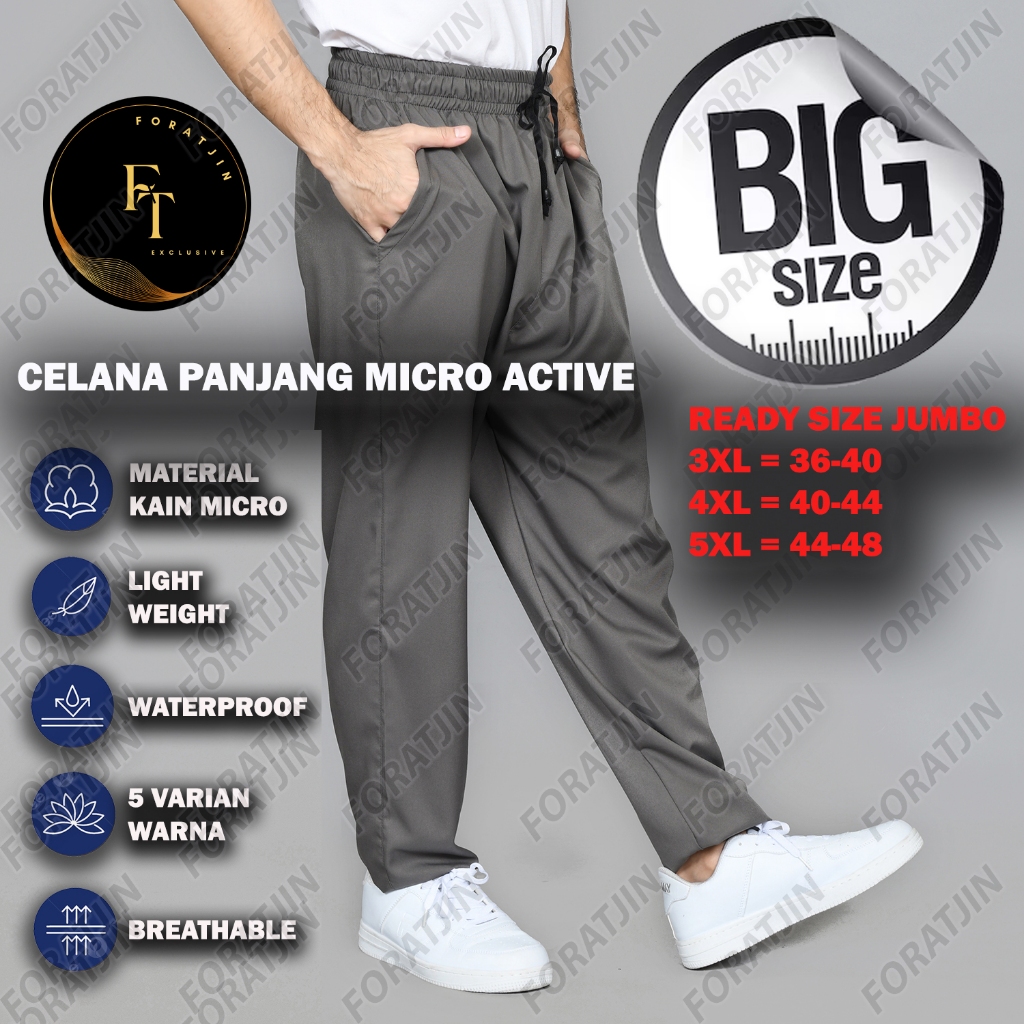 Jual [Size Jumbo] Foratjin- Celana Panjang Casual Kerja Sporty Micro ...