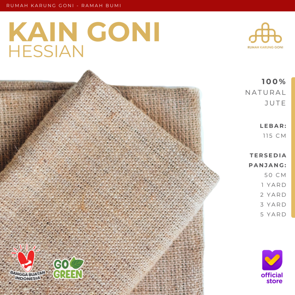 Jual Kain Goni Coating Hessian 50cm x 115cm Kain Goni Coated Meteran ...