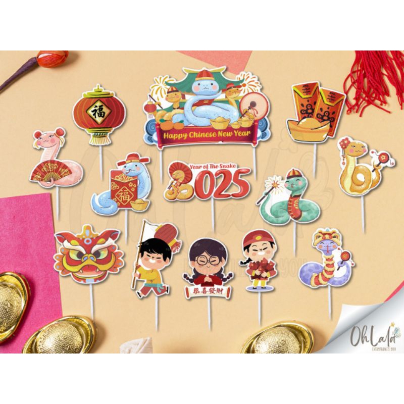 Jual CNY Imlek Tahun Ular 2025 Cake Topper / Hiasan Kue Chinese New ...
