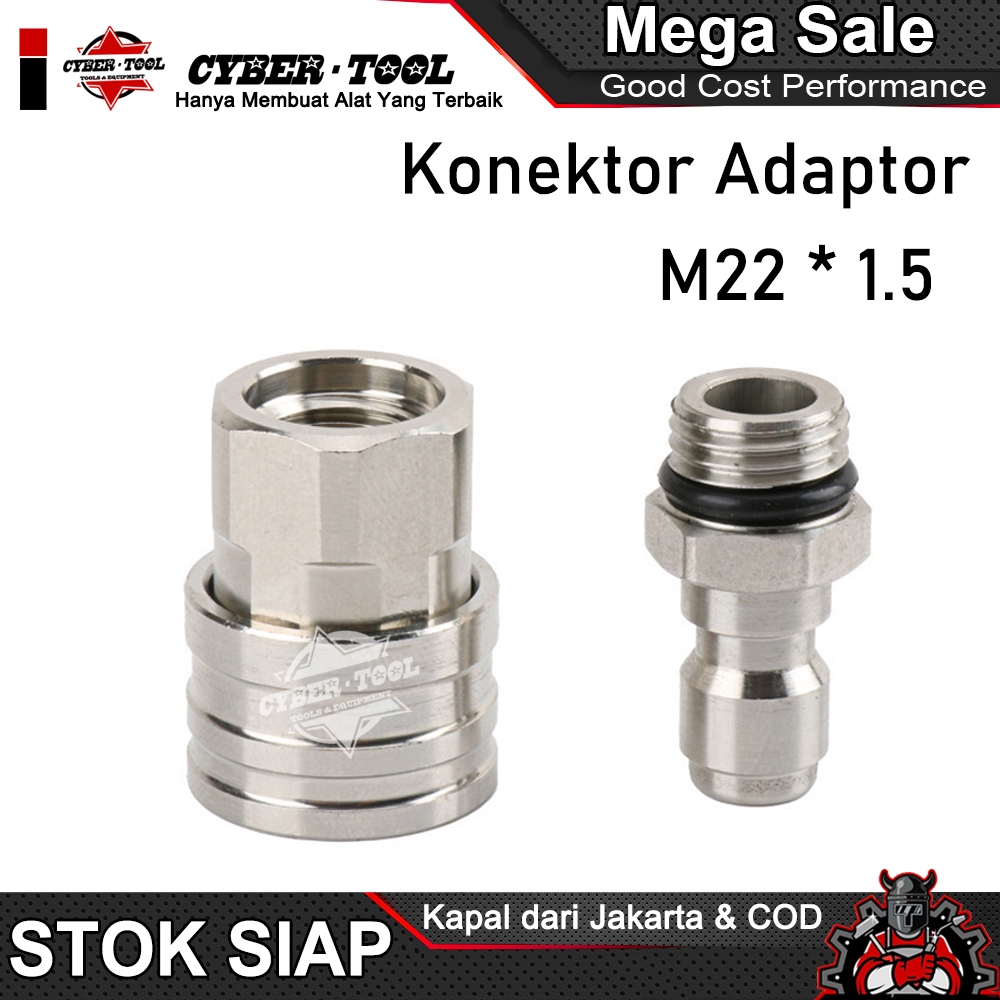 Jual 2PCS Adaptor Konektor M22 1.5 untuk Pressure Washer 1/4 Female ...