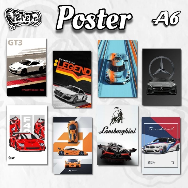 Jual Poster Pack Europe Cars Porsche Ferrari BMW Lambo Mix Pack isi 8 ...