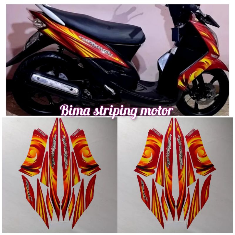 Jual stiker striping list body full set motor mio soul 2007 merah ...