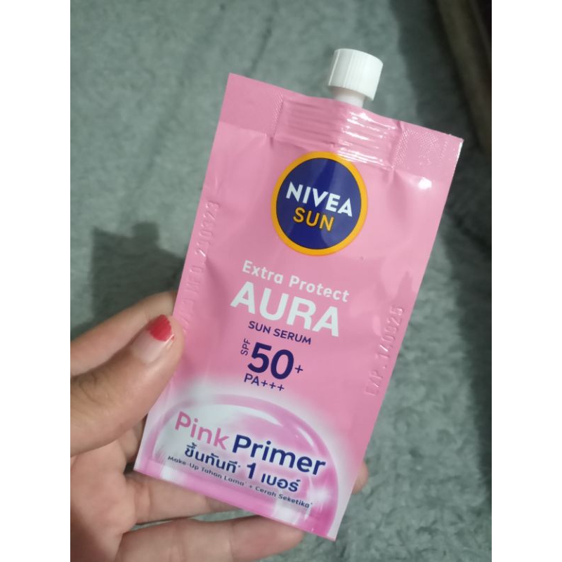 Jual Nivea Sun Extra Protect Aura SPF 50+ PA+++ pink 7ml sachet ...