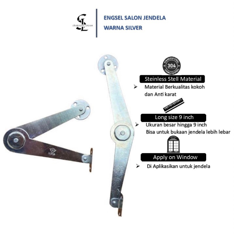 Jual Engsel Salon Penahan Jendela Engsel Jendela Wayang 9inch Steinless ...