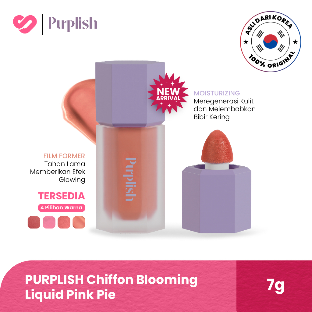 Jual PURPLISH Chiffon Blooming Liquid 002 Pink Pie (Blush on / lip lint ...