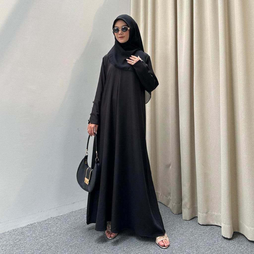 Jual MSR62 CLOTHING - Abaya Gamis Polos Hitam Syar'i | Shopee Indonesia