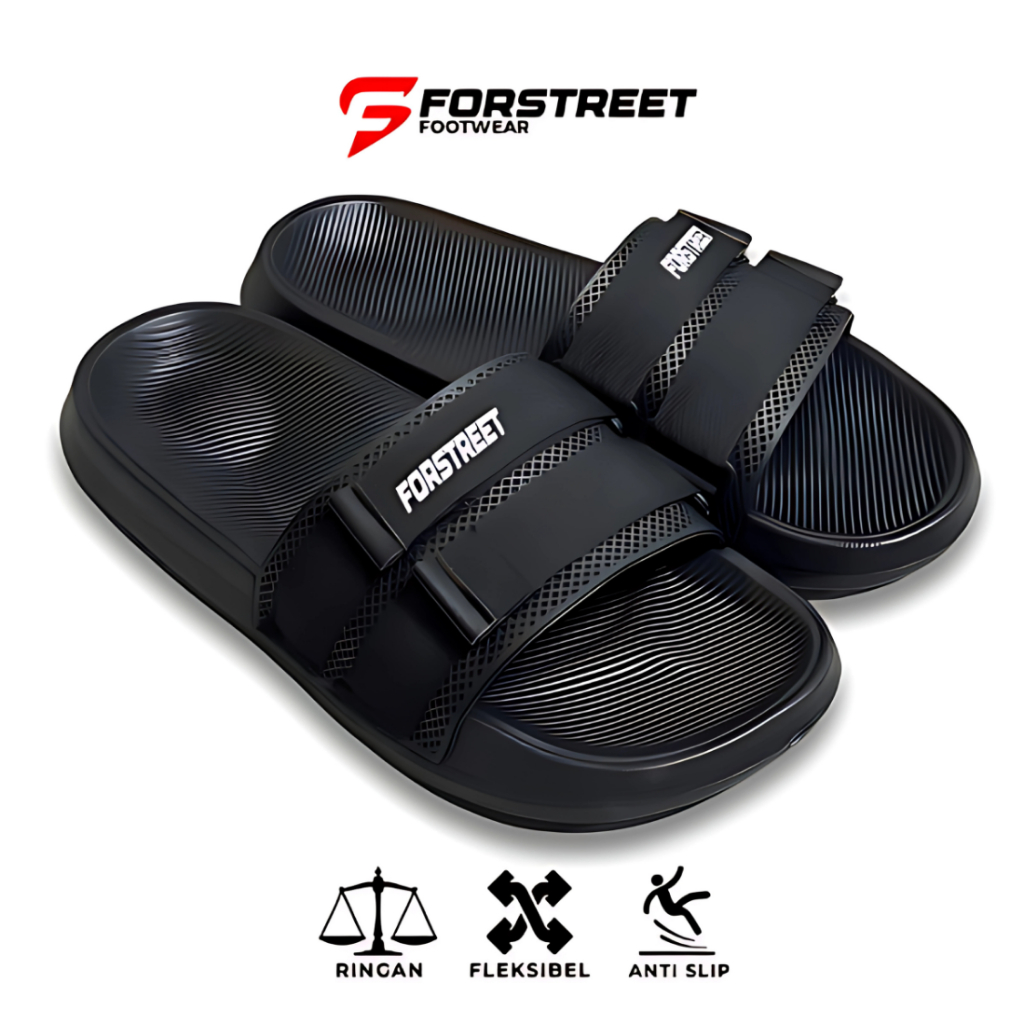 Jual FORSTREET - Sandal Slop Pria Hitam/Sendal Wanita Slide Slop Ringan ...