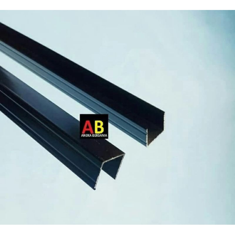 Jual Lis U Aluminium 15mm x 15mm x 15mm black garis panjang 149.5cm ...