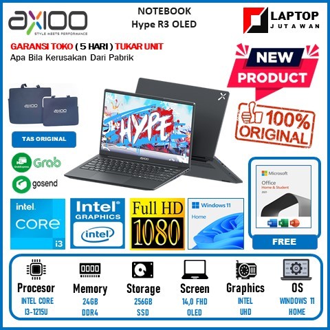 Jual Laptop Axioo HYPE R3 OLED Intel i3 1215 24GB 256GB W11 Layar 14 ...