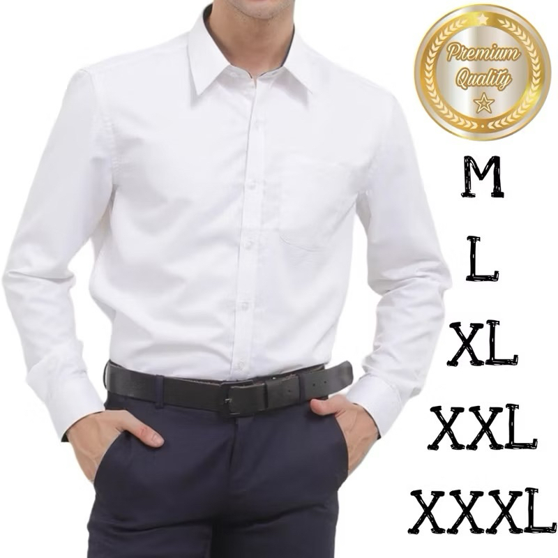 Jual Kemeja Putih Polos Slimfit Premium | Kemeja Kerja Putih | Kemeja ...