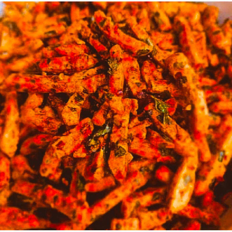 Jual Basreng bakso goreng viral pedas gurih daun jeruk 1kg | Shopee ...