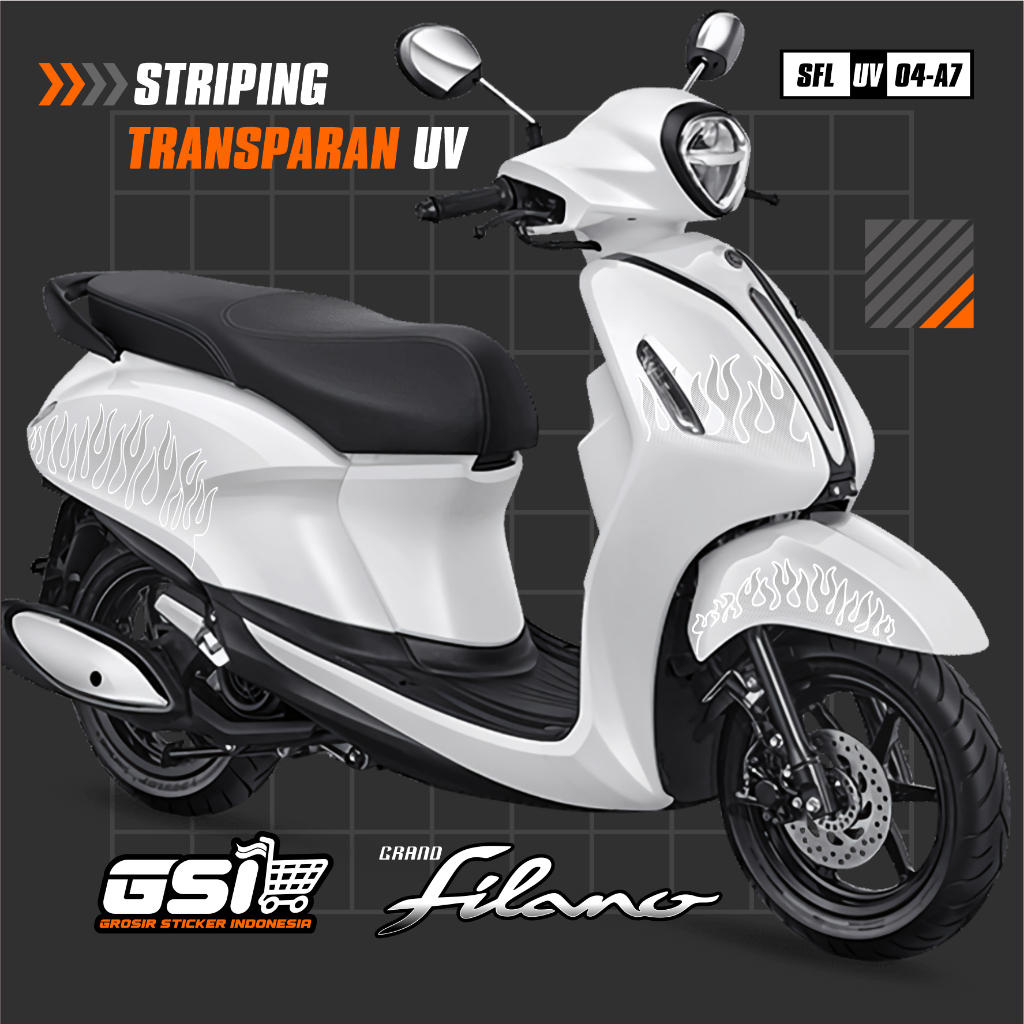 Jual STRIPING TRANSPARAN UV YAMAHA GRAND FILANO 125 MOTIF API JUSTIN ...