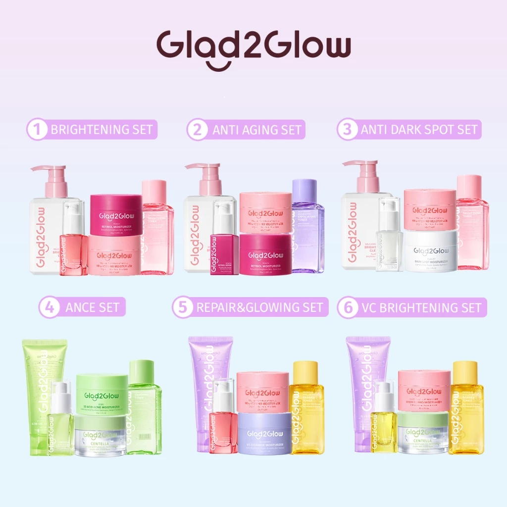 Jual Glad2Glow 5In1 Brightening Cleansing Repair Acne Set Cleanser ...