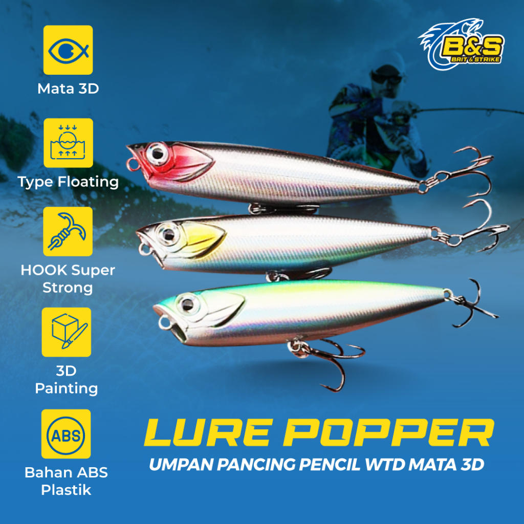Jual Umpan pancing Pencil WTD 5,5g/10g/15g Lure popper mata 3D killer ...