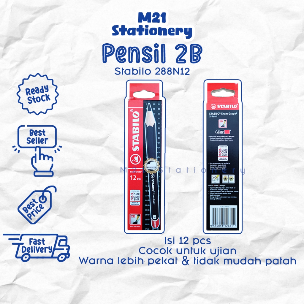 Jual (12 PCS) PENSIL 2B STABILO 288N12 / 1 pack pak pencil kayu pena ...