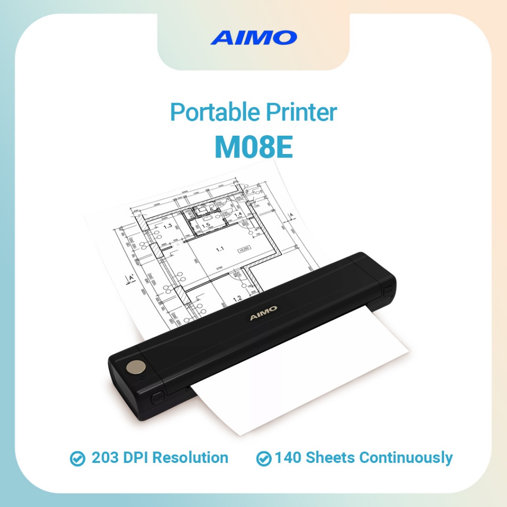 Jual AIMO M08E Printer Portable A4 Thermal Printer A4 HVS/AIMO M08ES Printer Tattoo Wireless ...