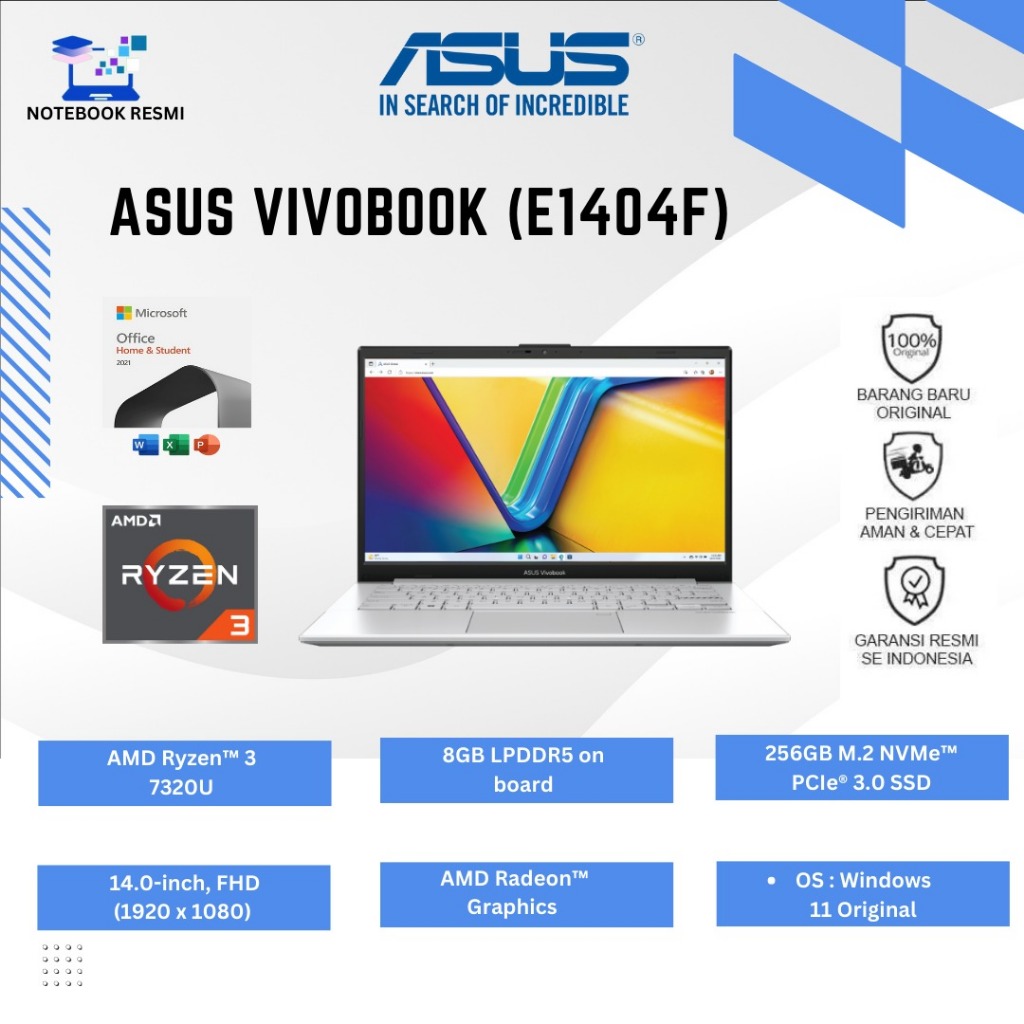 Jual ASUS Vivobook Go 14 E1404FA-FHD323 Notebook - Cool Silver ( R3 ...