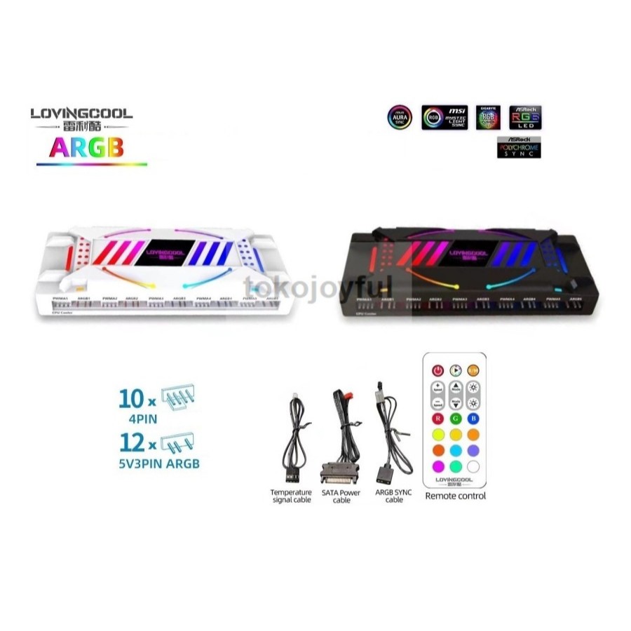 Jual COOLMOON ARGB Fan Controller + Remote 4pin PWM + 3pin 5V ARGB ...