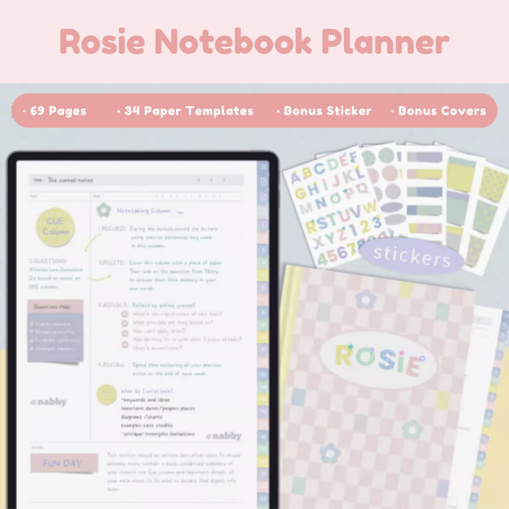 Jual Digital Notebook cute colorful --- Rosie Notebook Planner | Shopee ...