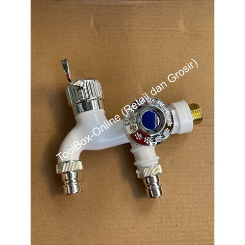 Jual Kran Plastik PVC Cabang 2 Kepala / Kran Double HISUKA/SHISUKA Drat ...
