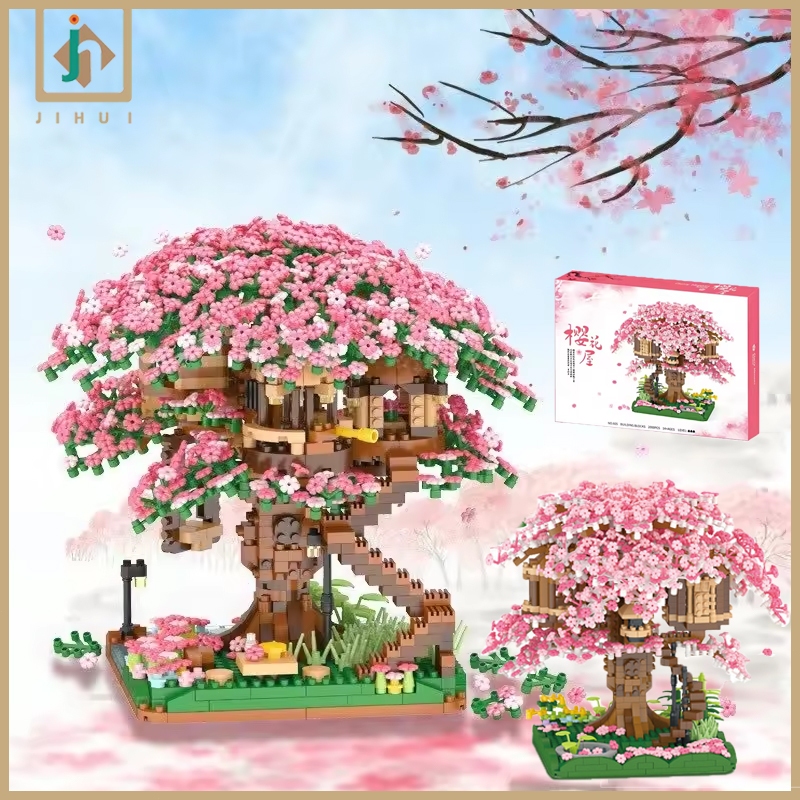 Jual JIHUI Mainan Bunga Pohon Sakura 2000Pcs Nano Block Flower Dekorasi ...