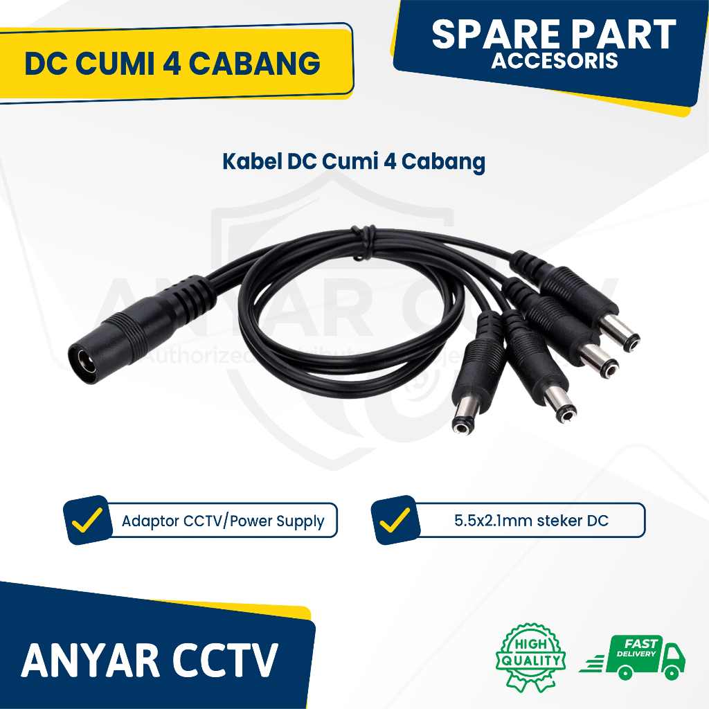 Jual KABEL CUMI DC CABANG 4 UNTUK ADAPTOR CAMERA CCTV | Shopee Indonesia