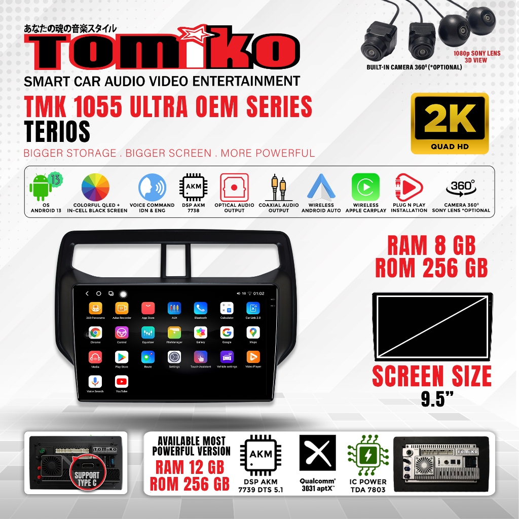 Jual Tomiko Head Unit Android TMK 1055 ULTRA OEM Series for Terios | Shopee Indonesia