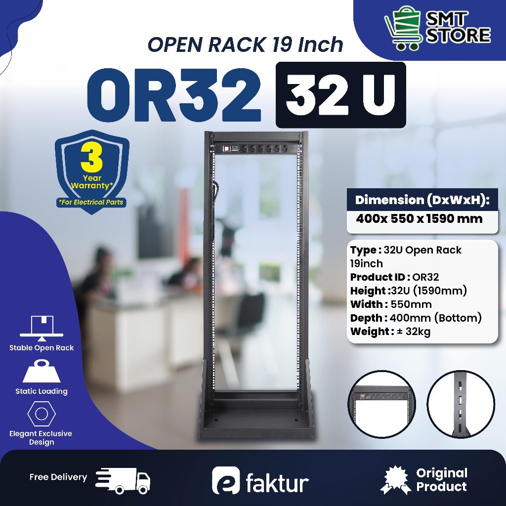 Jual Indorack OR32 Open Rack 32U Depth 550mm 19Inch | Shopee Indonesia