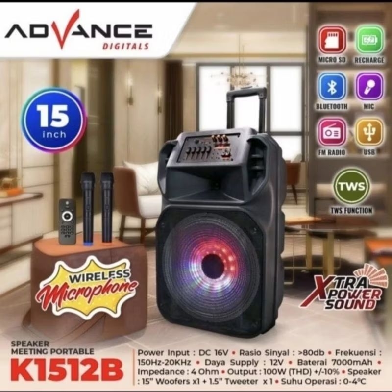 Jual SPEAKER MEETING BLUETOOTH PORTABLE K SERIES ADVANCE K 1512B K1512 B K1512B SALON AKTIF ...