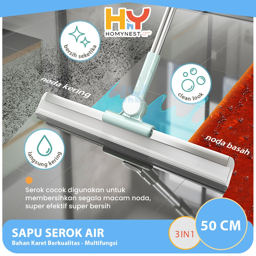 Jual HOMYNEST Serokan Air Karet Pembersih Lantai 3in1 Alat Pel Dorong ...