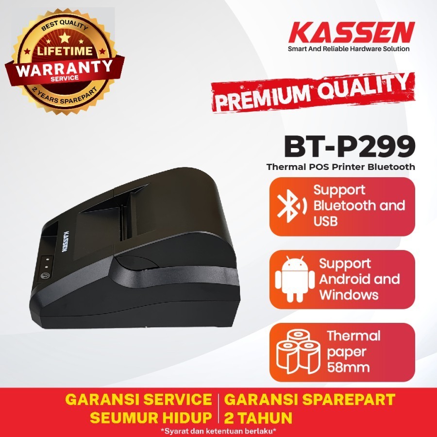 Jual MINI PRINTER KASIR THERMAL KERTAS 58MM KASSEN BT-P299 (USB ...