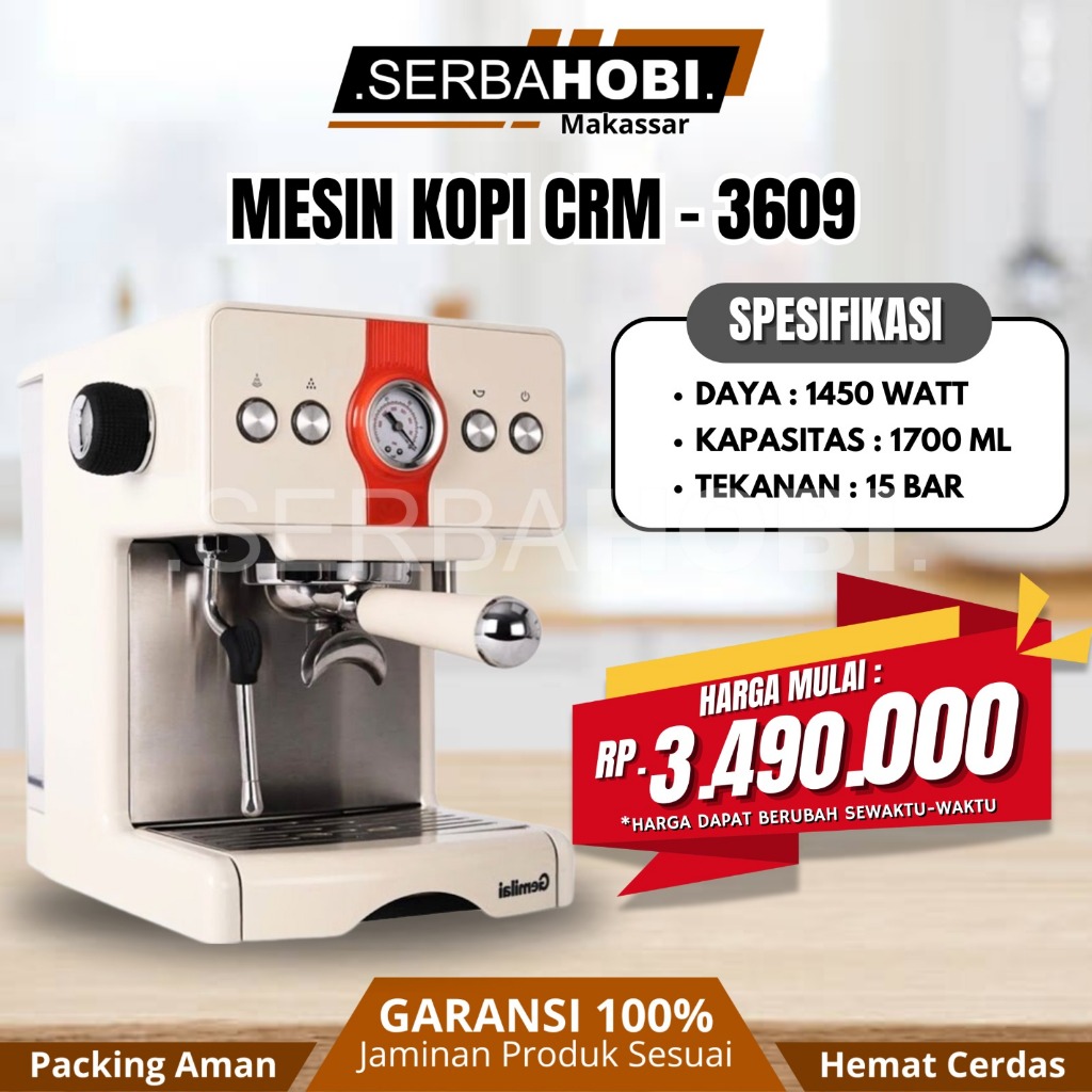 Jual Mesin Kopi Espresso Machine Coffee Maker Frothing 15 Bar / Mesin Kopi CRM 3609 | Shopee ...