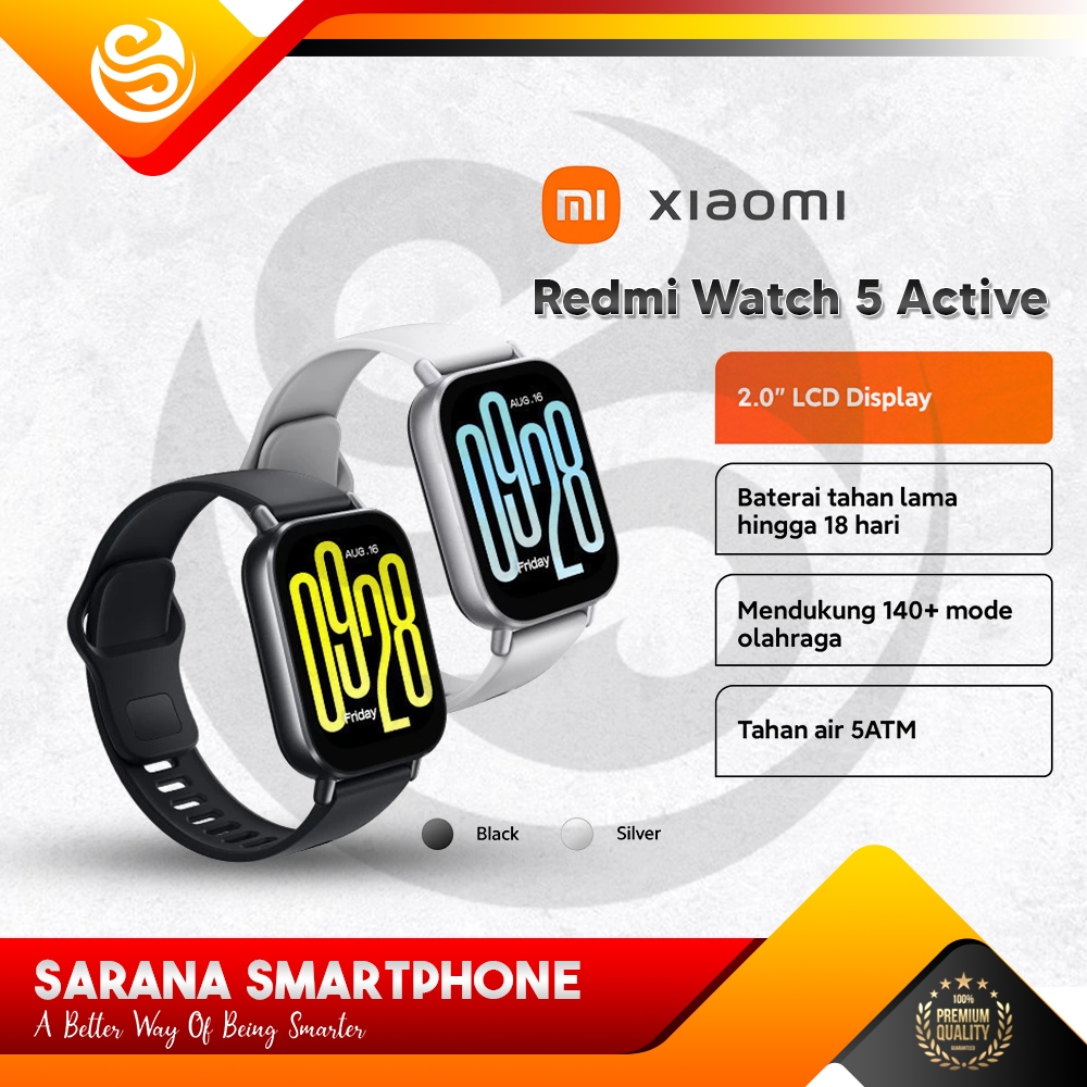 Jual Xiaomi Redmi Watch 5 Active 2" LCD Display Tahan air 5ATM Jam ...