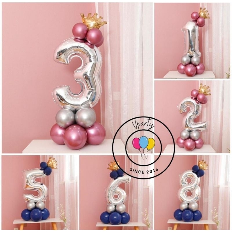 Jual Paket Balon Angka Ulang Tahun Jumbo Ulang Tahun Mahkota Chrome ...