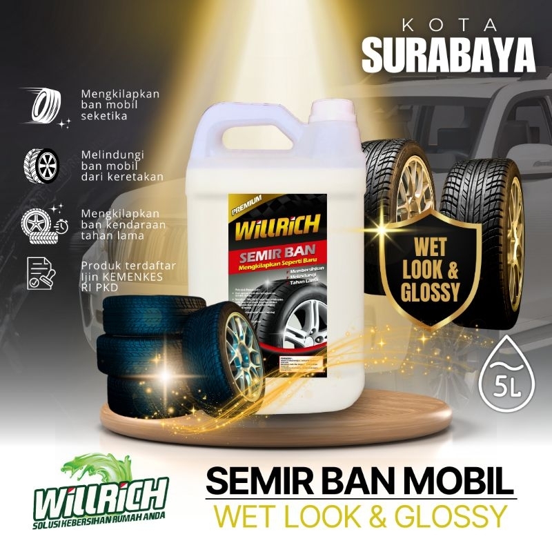 Jual Semir Ban 5 Liter Pengkilap Ban Dashboard Mobil Motor Willrich ...