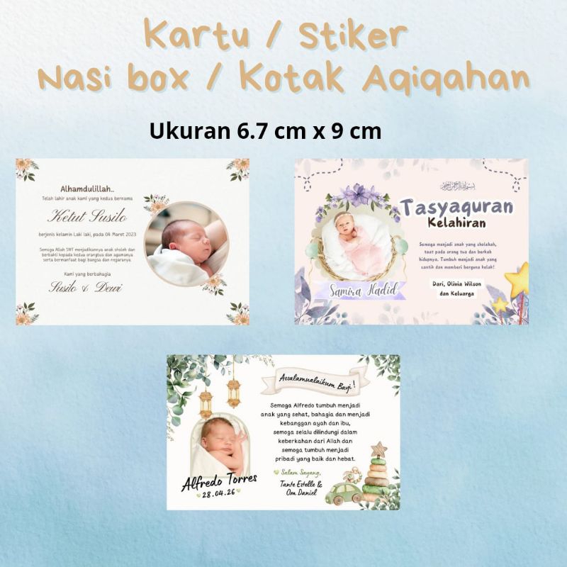 Jual Kartu Stiker Nasi Box Untuk Syukuran Aqiqah | Shopee Indonesia