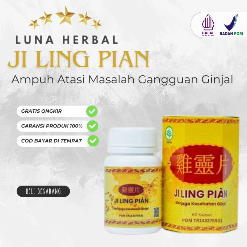 Jual JI LING PIAN Kapsul Herbal Obat Batu Ginjal Infreksi Saluran Kemih dan Kencing Berbusa 60 ...