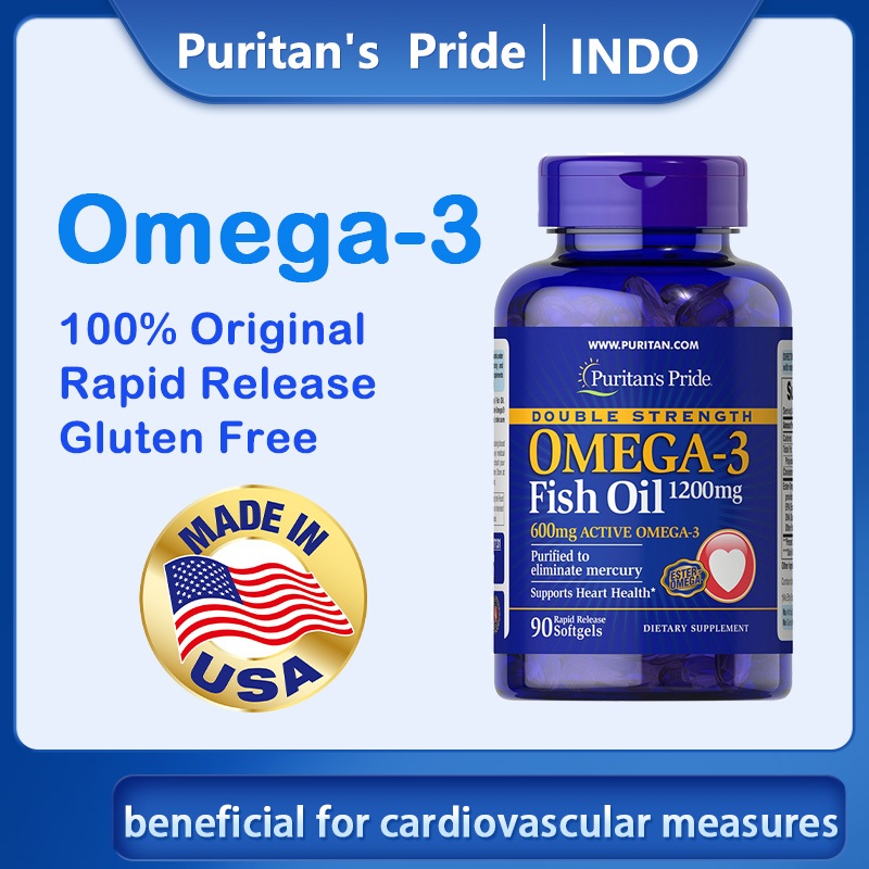 Jual Puritan Pride Double Strength Omega-3 Fish Oil 1200 mg Omega-3 90 Softgels | Shopee Indonesia