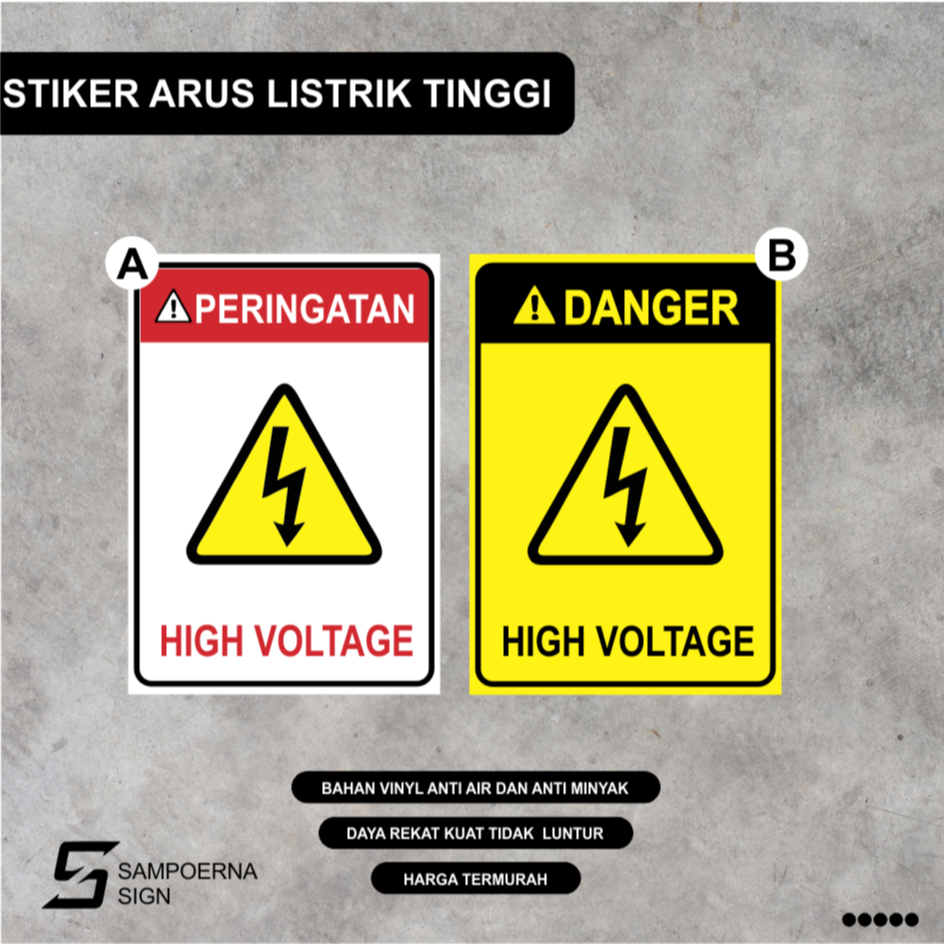 Jual Sign Sticker Arus Listrik tinggi / sticker high voltage / stiker ...