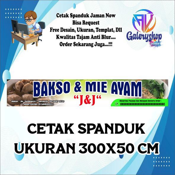 Jual spanduk, banner,bakso dan mie ayam ukuran 300x50 cm bisa riquest ...
