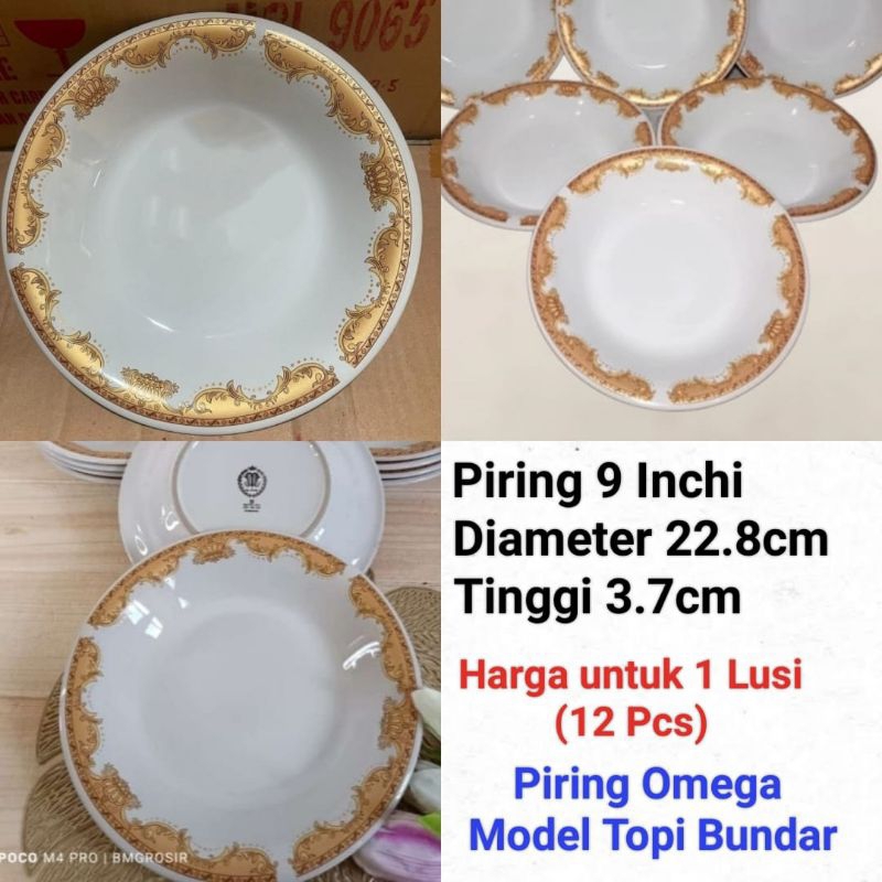 Jual piring makan keramik piring prasmanan piring OMEGA Mahkota ukuran ...
