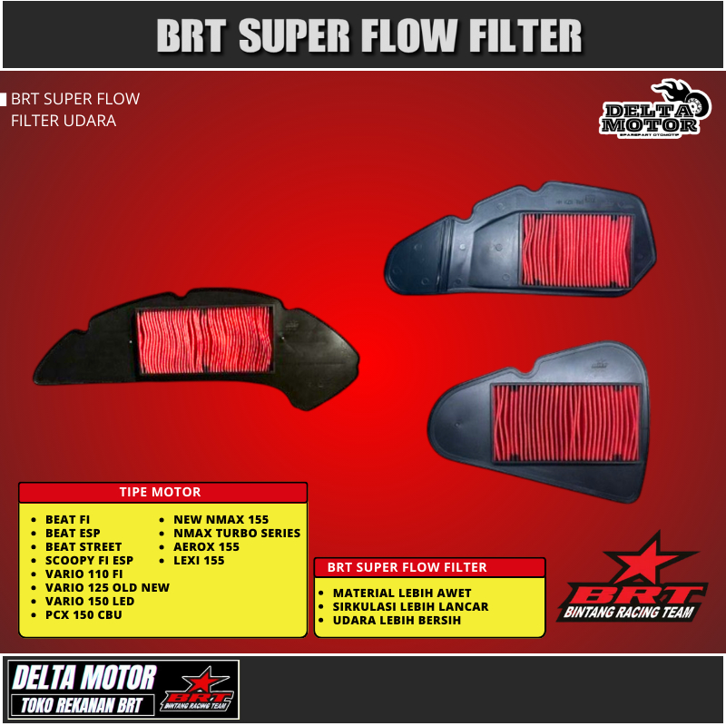 Jual FILTER UDARA BRT SUPER FLOW STAINLESS VARIO 110 125 150 160 BEAT ...