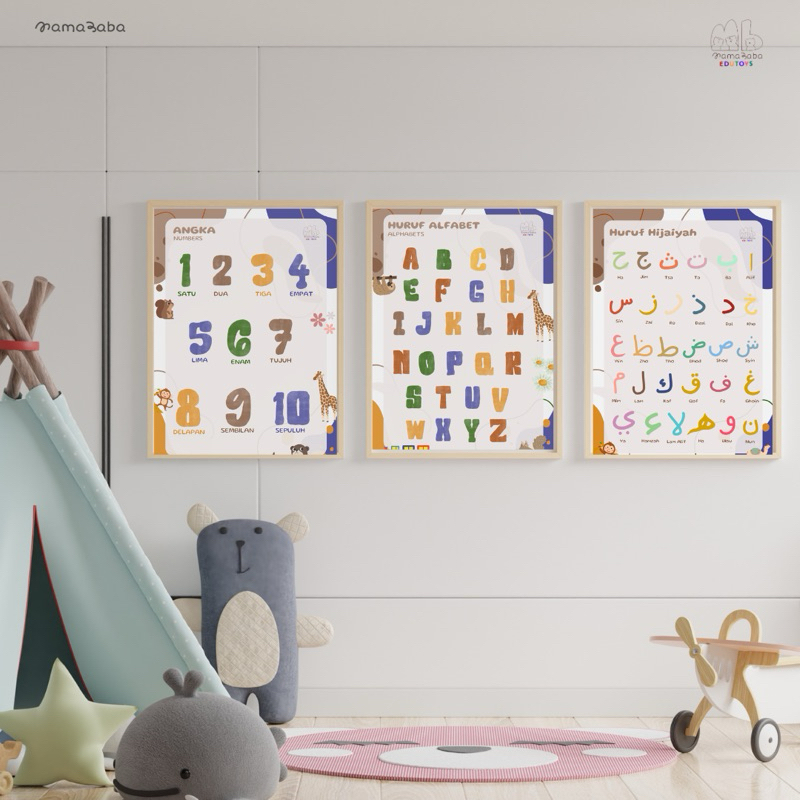 Jual MAMABABA | Poster Edukasi Anak Aesthetic Earth Tone A3 ...