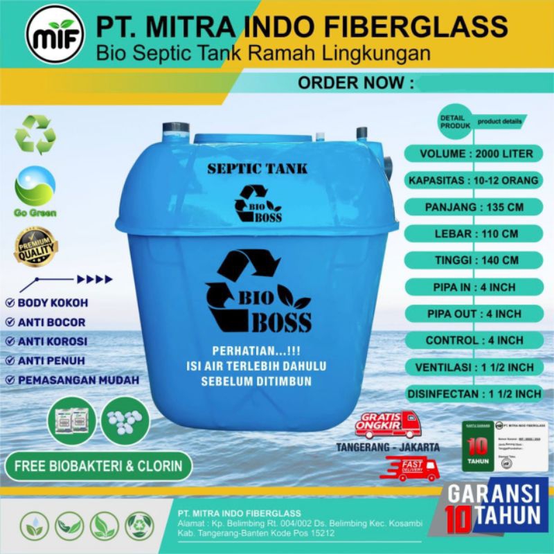 Jual Septic Tank 2000 Liter.Biomif,BioBoss,Biotaff,Biotech,Biotank.BIO ...