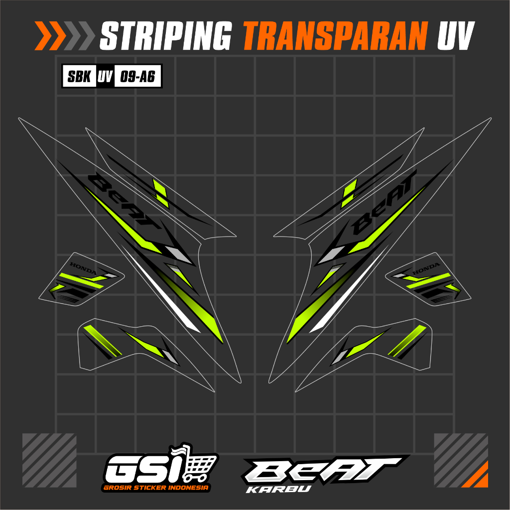 Jual Stiker Striping Beat Karbu Tahun 2008-2012 Variasi Transparan ...
